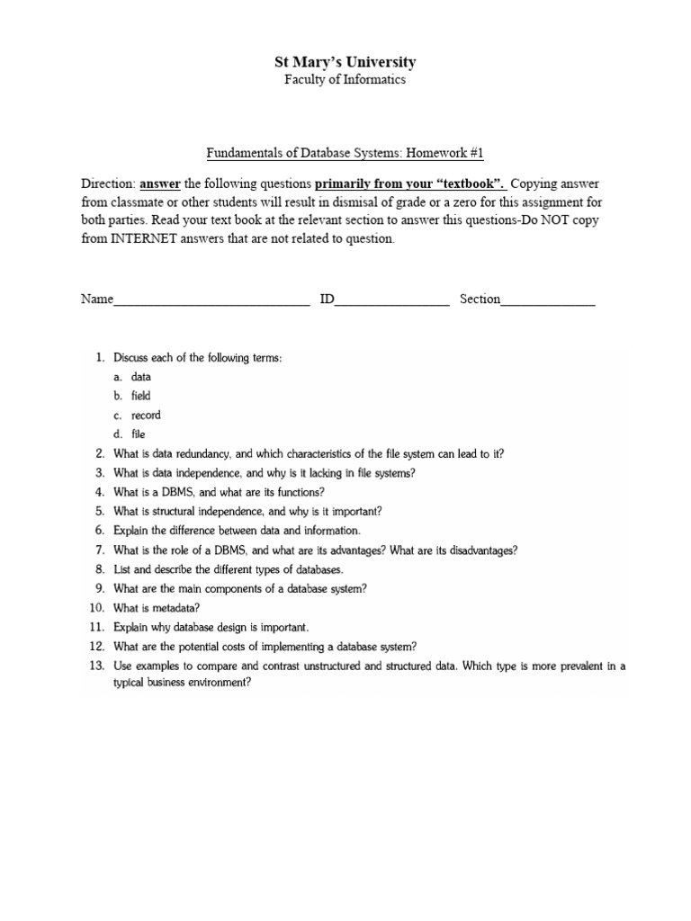 Database Systems Homework #1 Guide | PDF