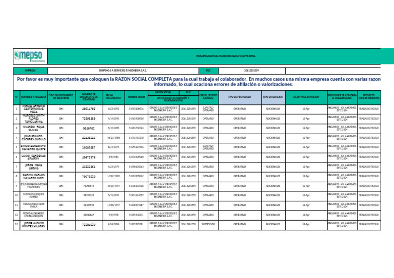 Formato de Programacion Emo - Mepso | PDF | Autenticación | Control de acceso