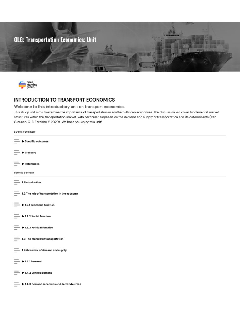 Unit 1 Transportation Economics | PDF | Supply (Economics) | Demand