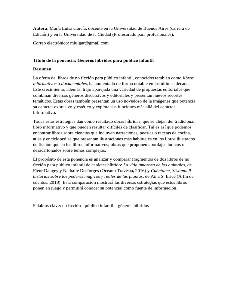 Géneros Híbridos en Libros Infantiles | PDF
