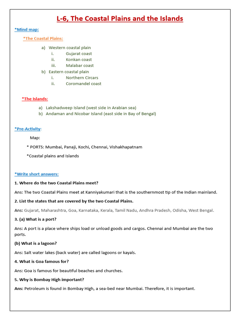 Coastal Plains and Islands of India | PDF