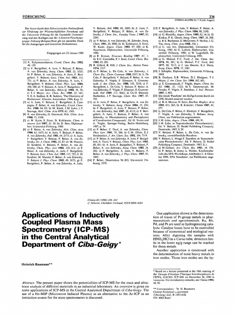 Applications of Inductively Coupled Plasma Mass SP | PDF | Redox ...