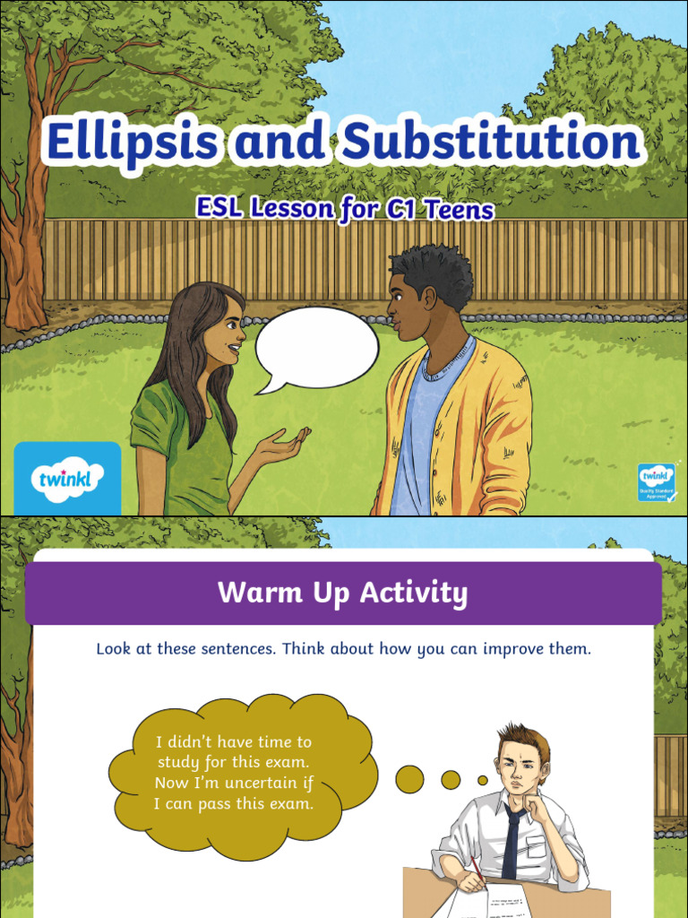 Improve Sentences with Ellipsis & Substitution | PDF | Ellipsis | Verb