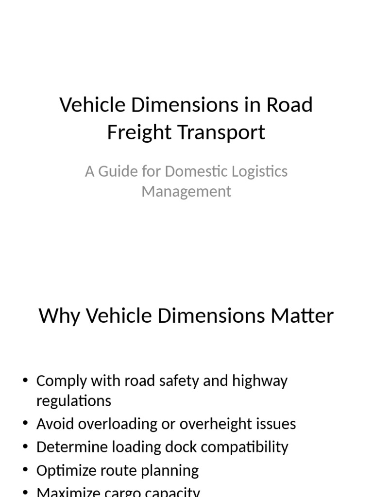 Vehicle Dimensions Logistics | PDF