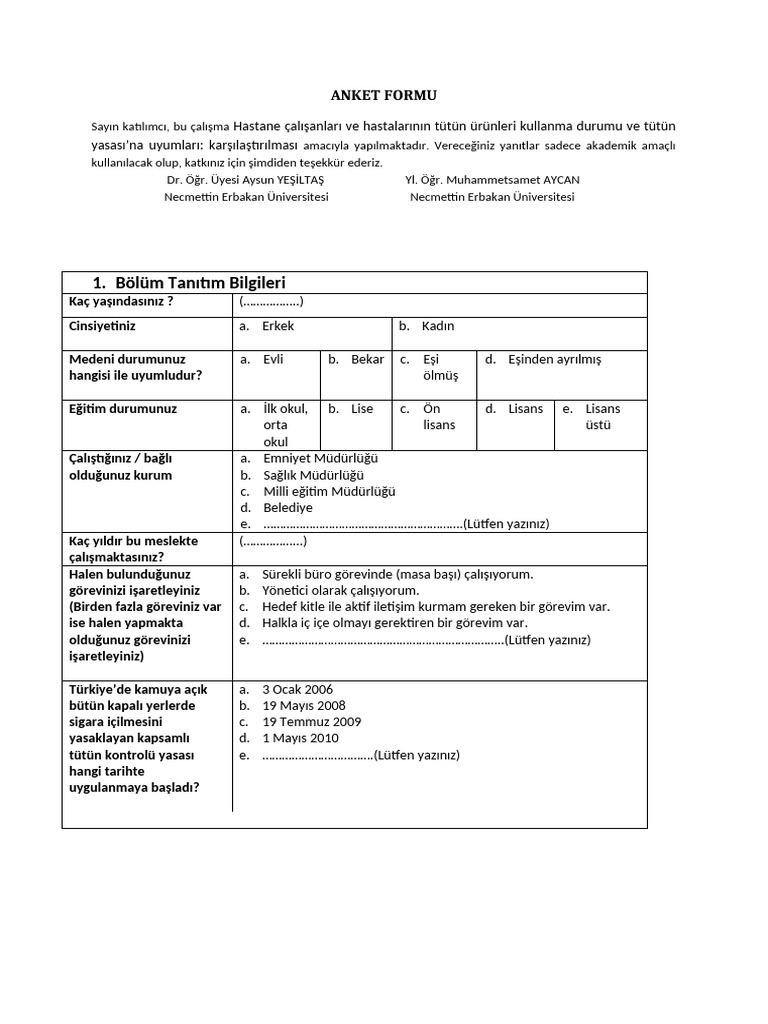 Anket Düzenlkenmesi | PDF