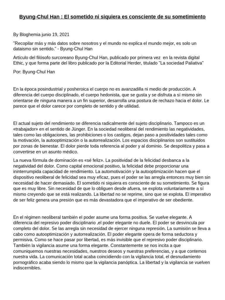 El Sometido Ni Siquiera Es Consciente de Su Sometimiento | PDF ...