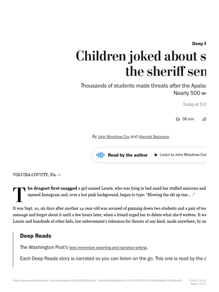Children Joked About School Shootings. Then The Sheriff Sent Them To ...