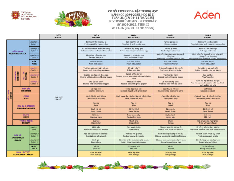 Vas Riverside Secondary Menu 07.04.2025 - 11.04.2025 | PDF