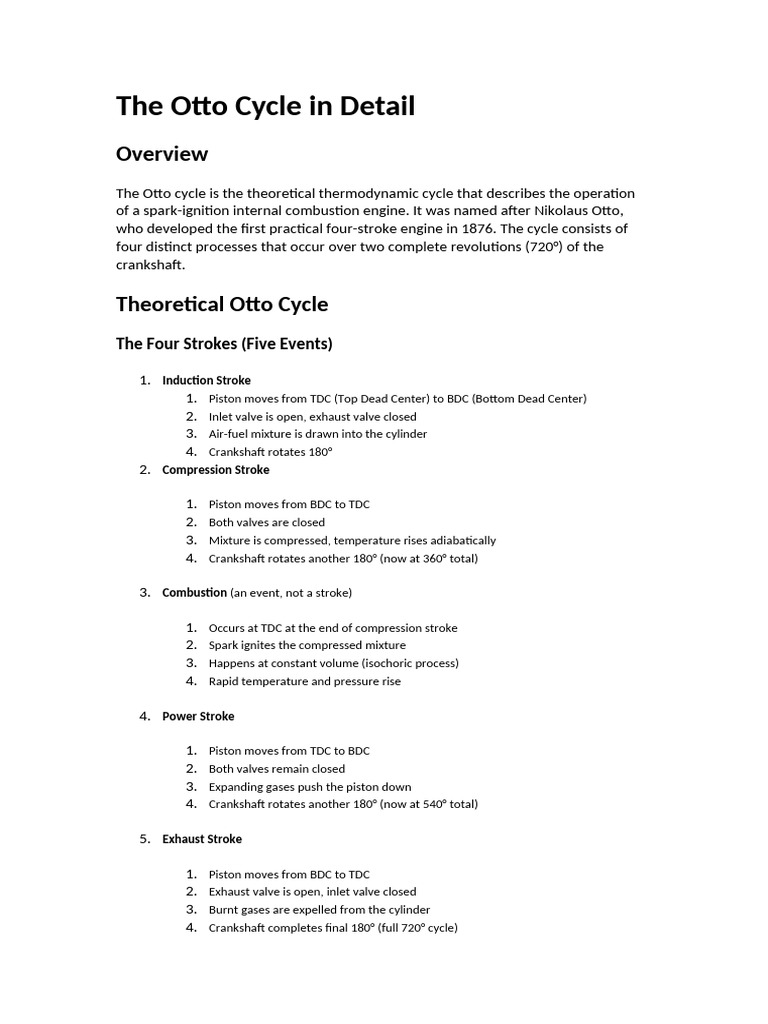 The Otto Cycle in Detail | PDF | Internal Combustion Engine | Propulsion