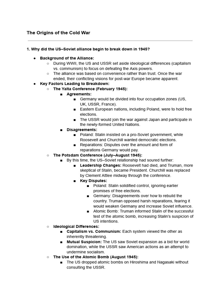 Origins of the Cold War Explained | PDF | Cold War | Soviet Union