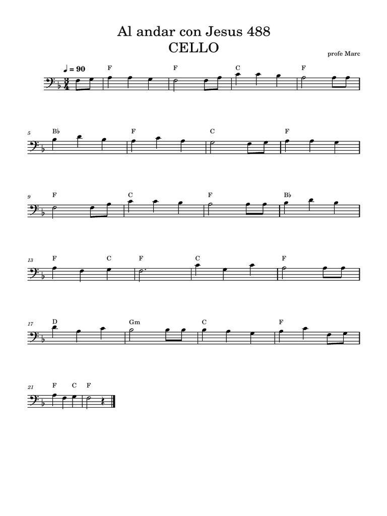 Al Andar Con Jesus 488 CELLO | PDF
