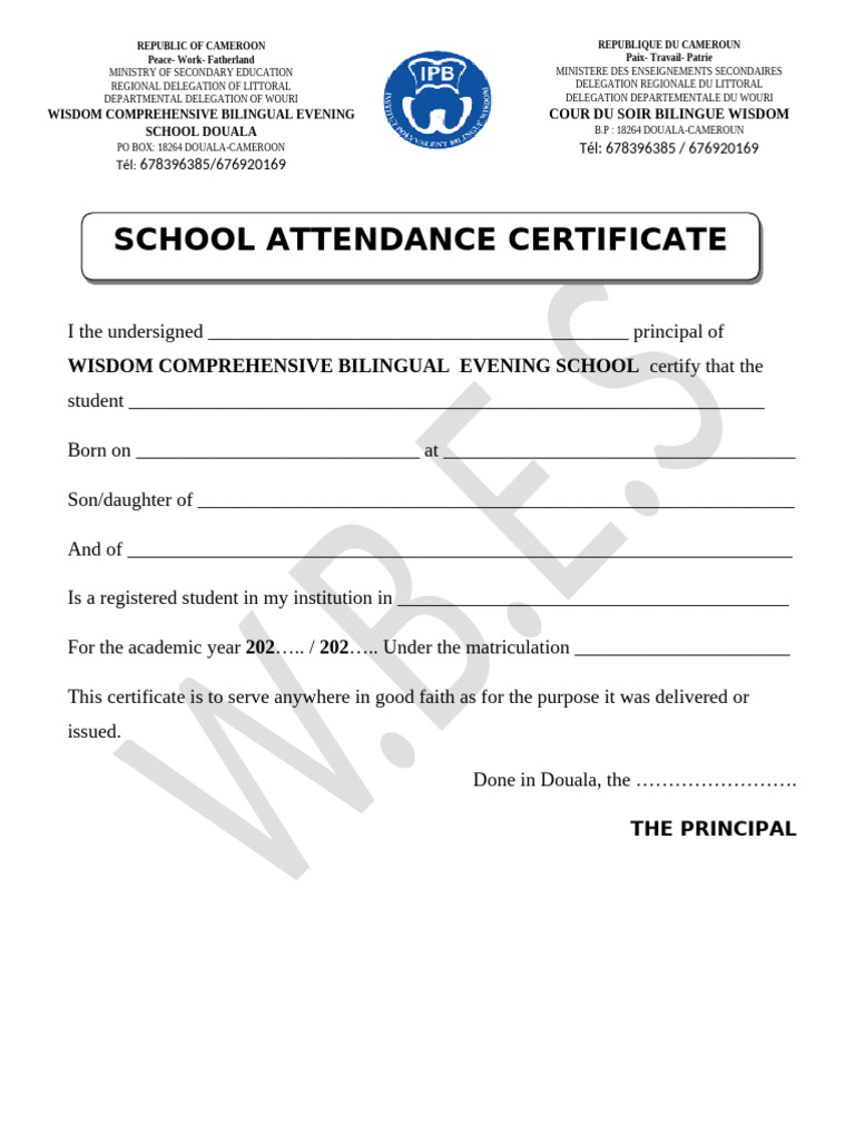 School Attendance Certificate | PDF