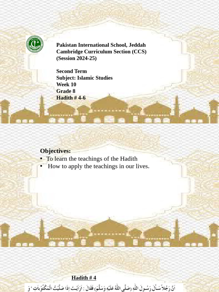 Grade 8-Week 10 - Hadith4-6 - L-1 | PDF | Hadith | God In Islam