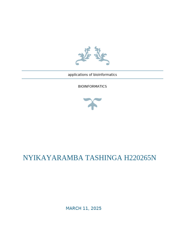 BioInformatics Assignment 1 | PDF | Bioinformatics | Proteins