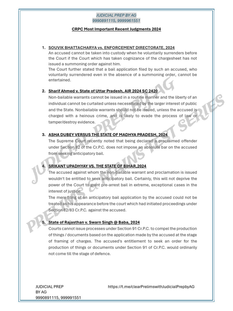 Cases 25 CRPC Recent Judgments For PT | PDF | Bail | Public Law