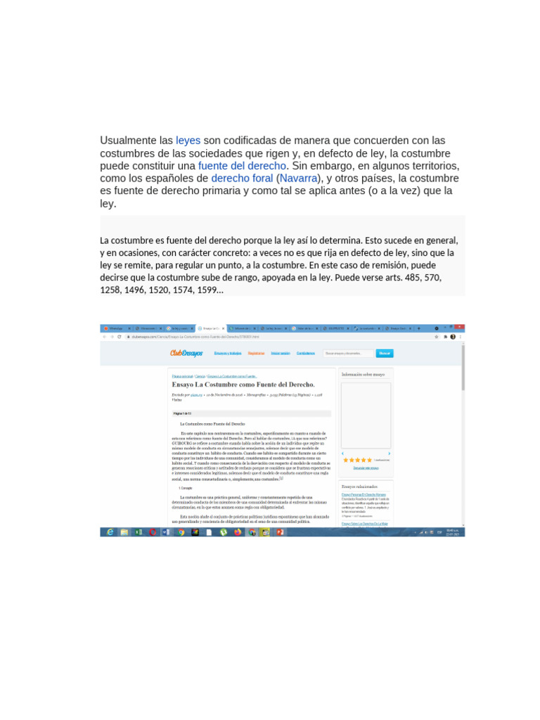 La Costumbre Como Fuente Del Derecho | PDF