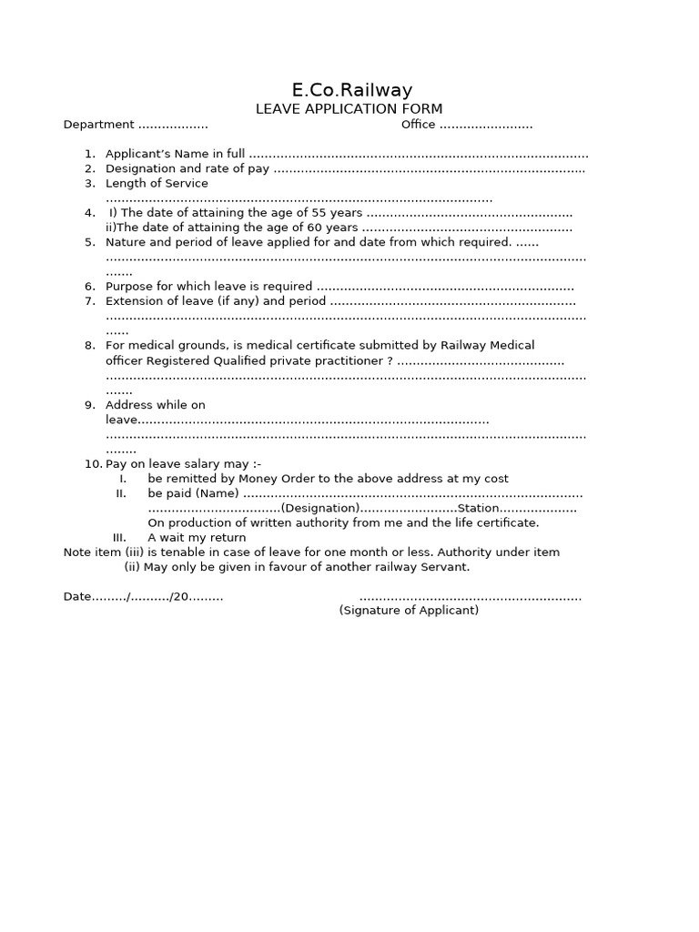 Leave Application Form12-1 | PDF