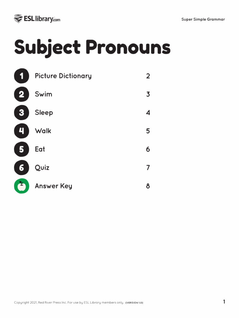 Subject Pronouns Exercise - Removed | PDF