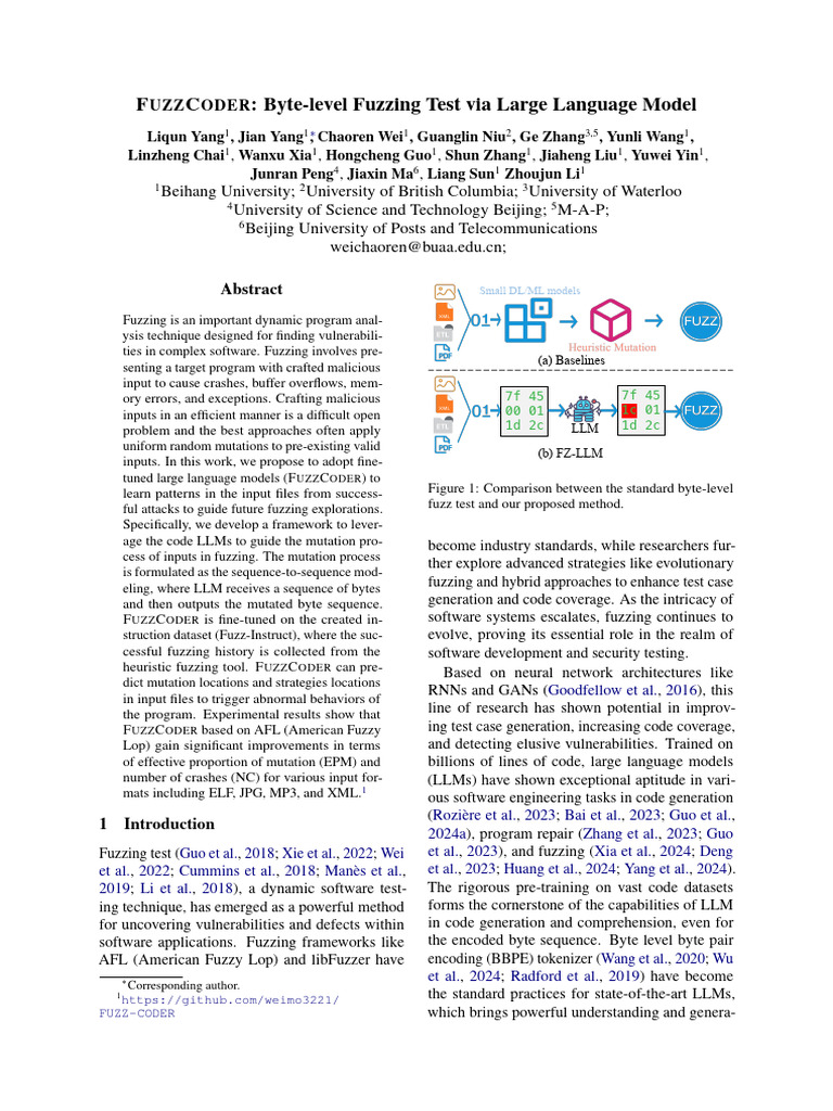 Fuzzcoder Byte Level Fuzzing Test Via Large Language Model Pdf Computing Software Engineering