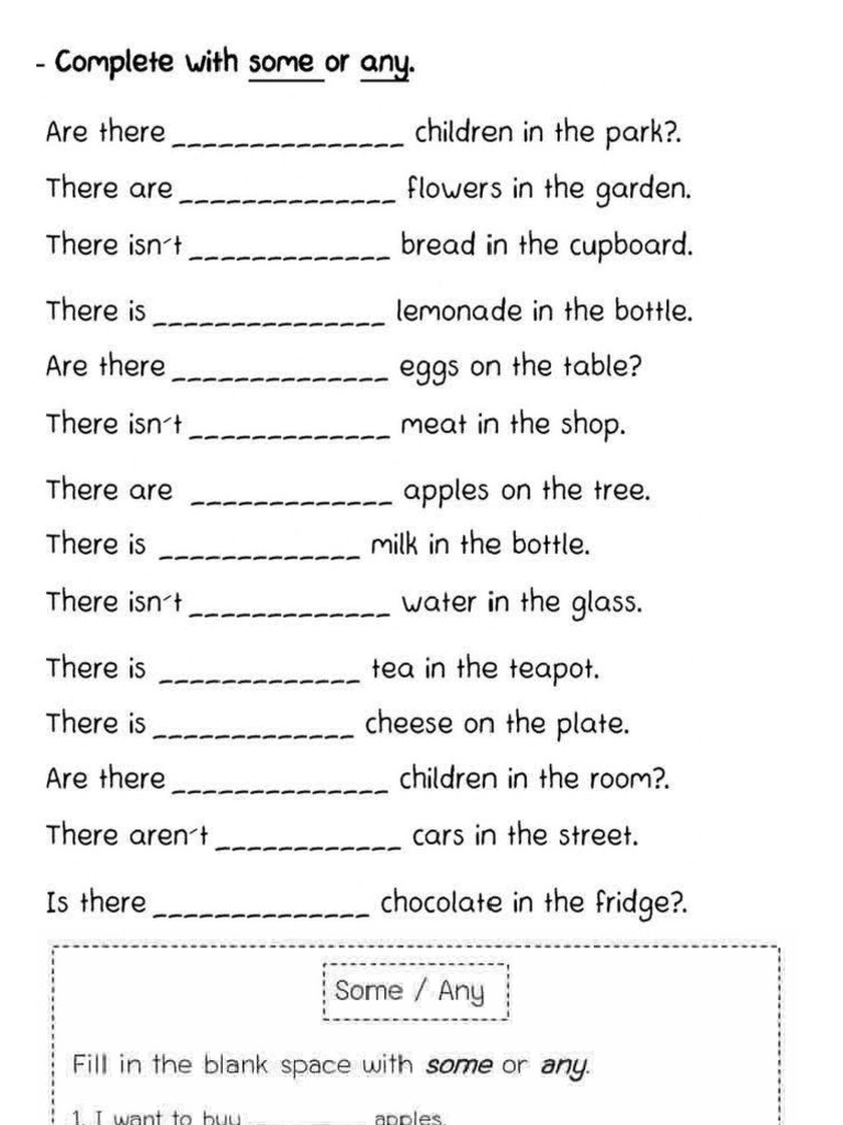 Some - Any Worksheets | PDF