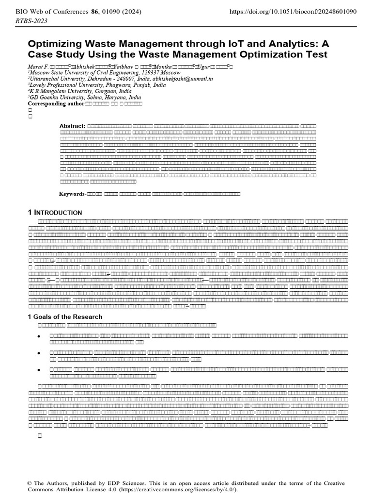 IoT-Driven Waste Management Optimization | PDF | Internet Of Things ...