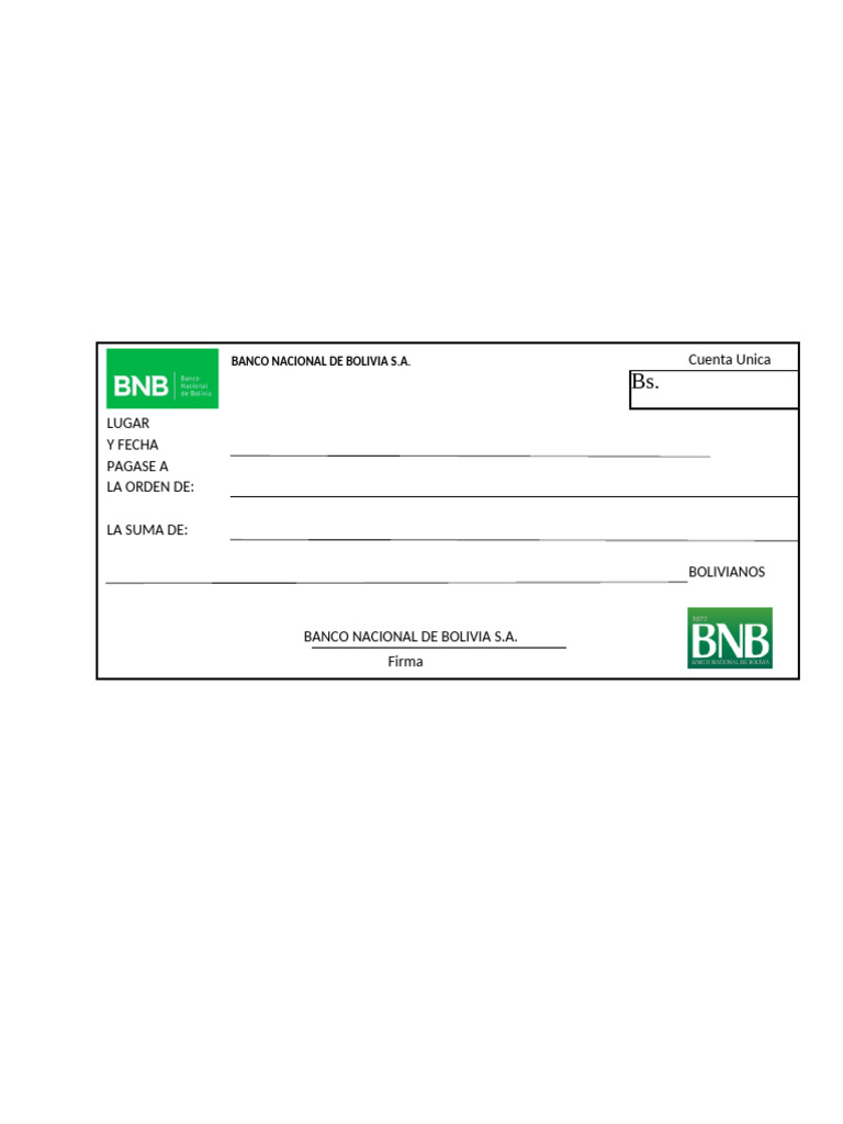 Cheque Del Banco BNB | PDF