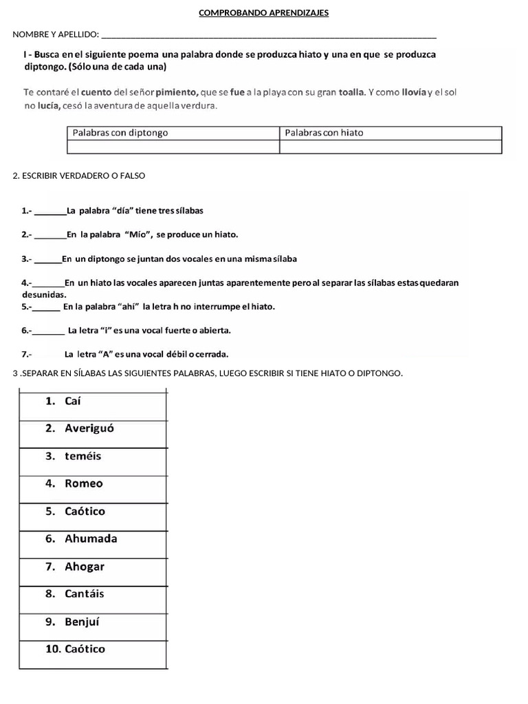 Comprobando Aprendizajes 5to 4-7 | PDF