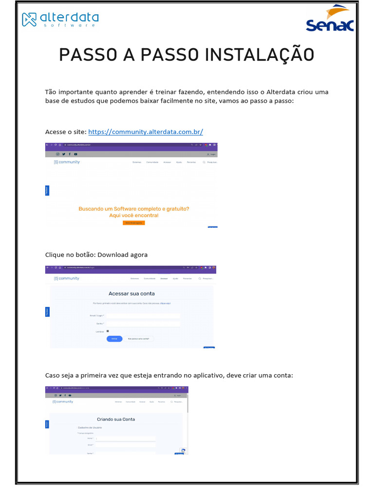 ALTERDATA - PASSO A PASSO BAIXAR PROGRAMA | PDF