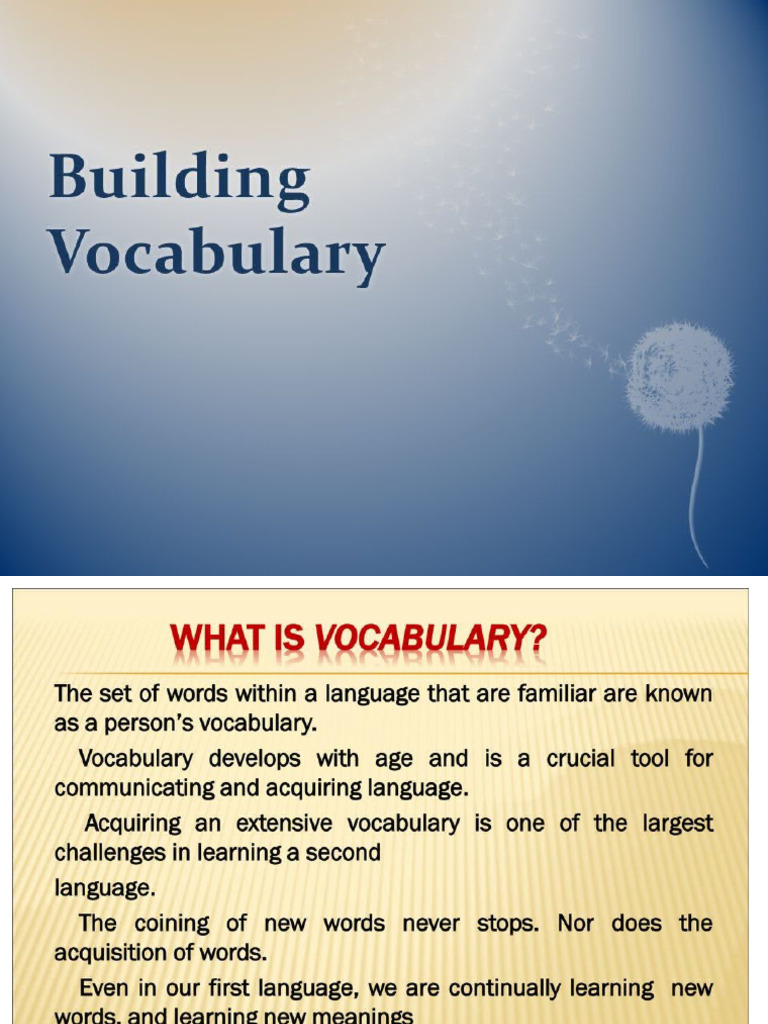 Vocabulary Building | PDF | Vocabulary | Communication