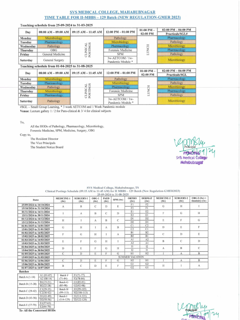 Timetable 2nd Year | PDF