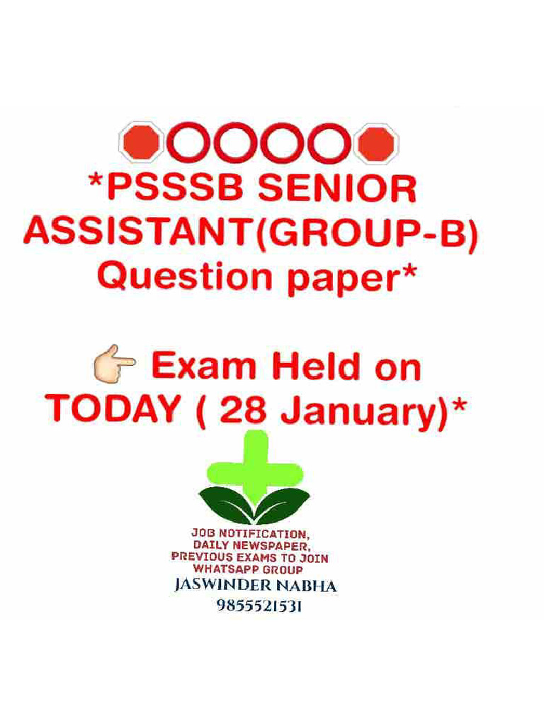 SENIOR ASSISTANT QUESTION PAPER Advt5 2024 | PDF