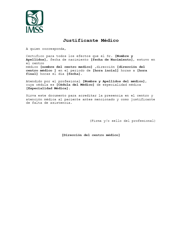 Justificante Médico Imss | PDF