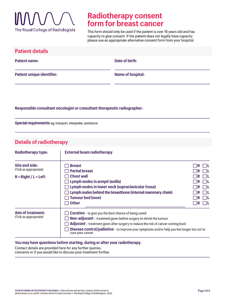 dc23013b RCR Breast Cancer Consent Form 5 | PDF | Breast Cancer ...
