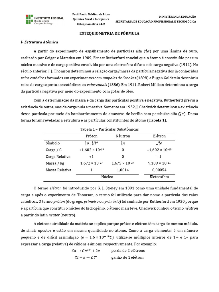 Estequiometria de Formula 24-2 Parte1 | PDF | Mol (unidade) | Elétron