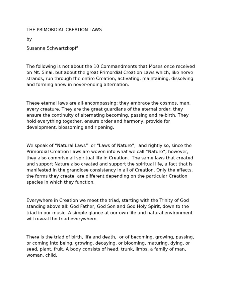 THE PRIMORDIAL CREATION LAWS by Susanne Schwartzkopff | PDF | Soul ...