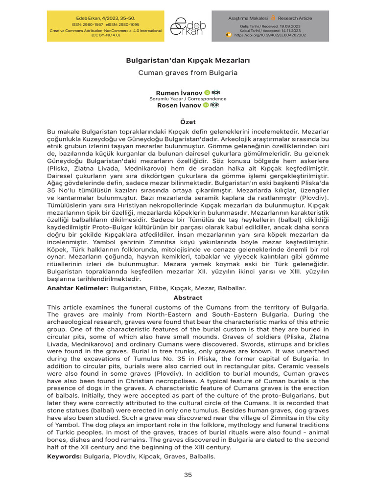 Bulgaristandan Kipcak Mezarlari Cuman GR | PDF