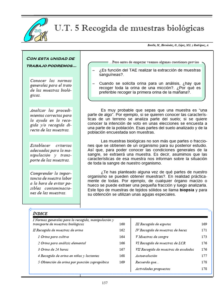 Recogida de Muestras Ut5 | PDF | Biopsia | Tos
