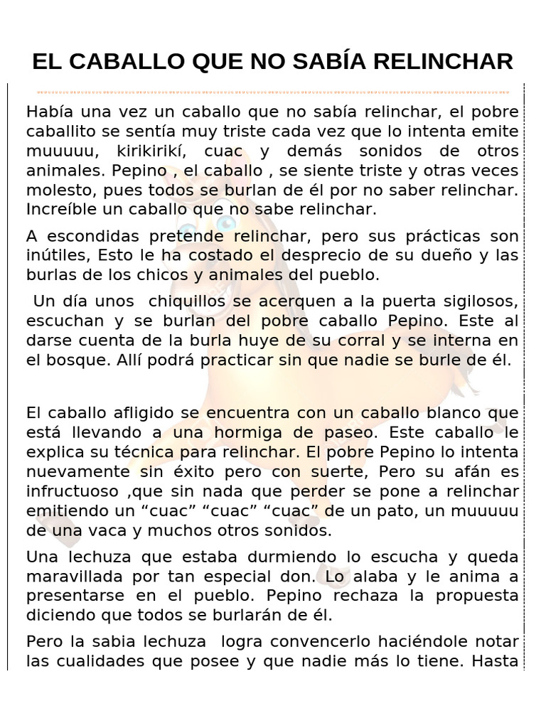 El Caballo Que No Sabía Relinchar 2 | PDF