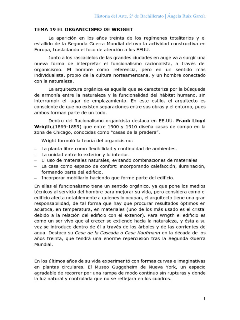 Organicismo en la Arquitectura de Wright | PDF | Estilo | Diseño ...