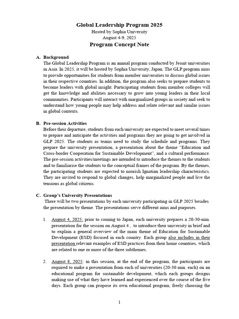 2025GLP Program Concept Note | PDF | Learning