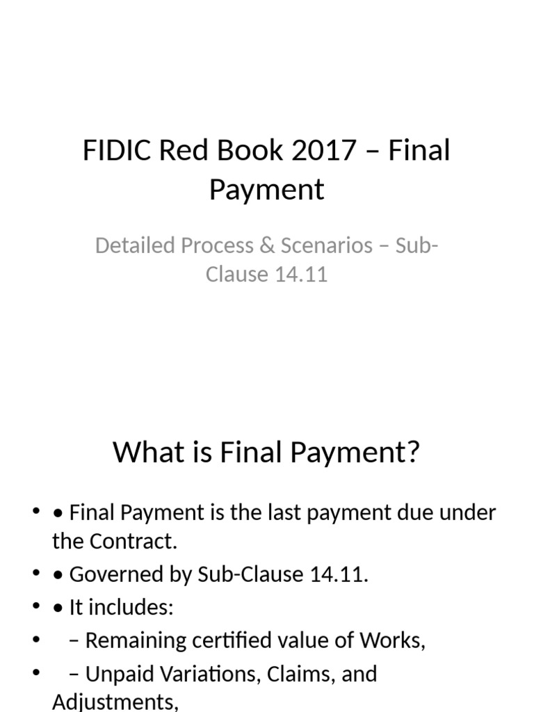 FIDIC Final Payment Presentation Detailed v1 | PDF