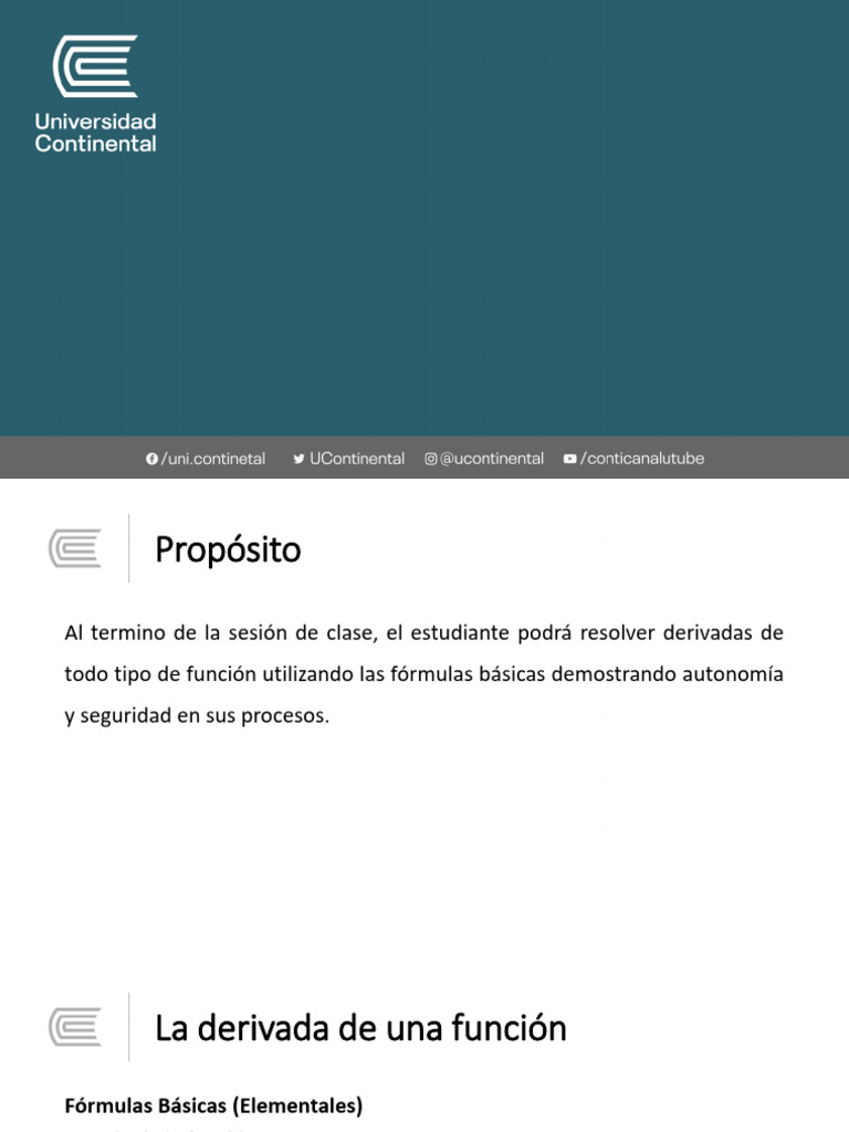 SEMANA 3 - U2-2 - La Derivada - Fórmulas Elementales - TERMINADO | PDF ...