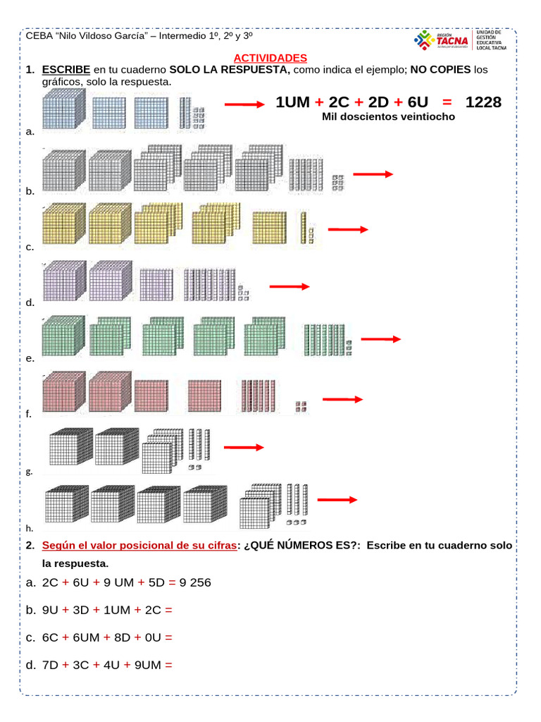 Practica de Matematica Representacion Base 1o | PDF