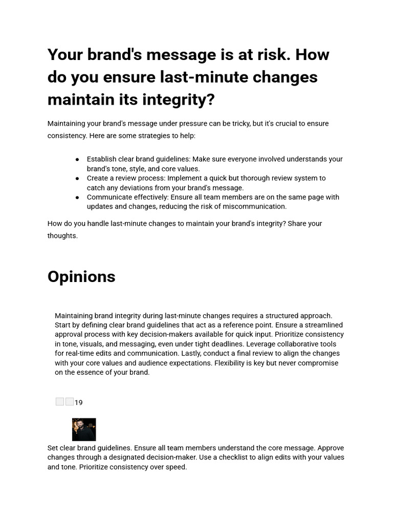 Your Brand's Message Is at Risk | PDF | Brand | Integrity