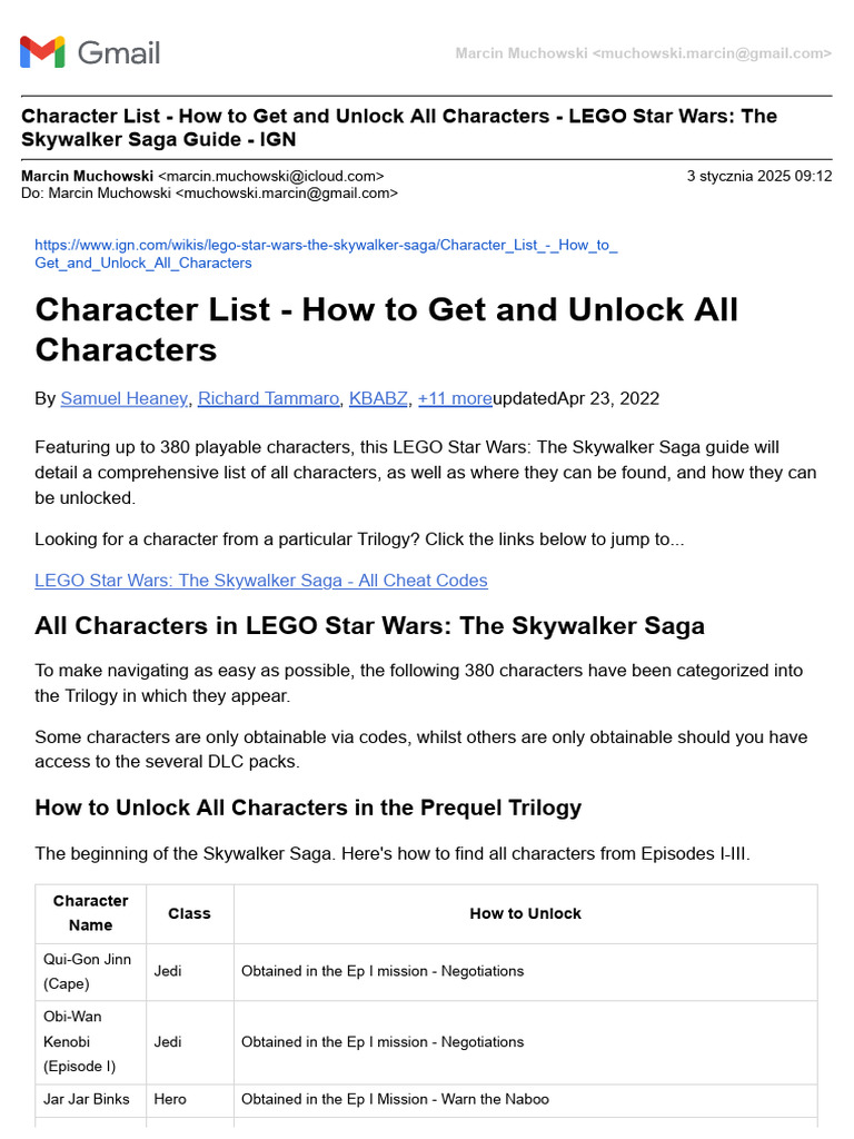 Unlocking Characters in LEGO Star Wars | PDF | Obi Wan Kenobi ...