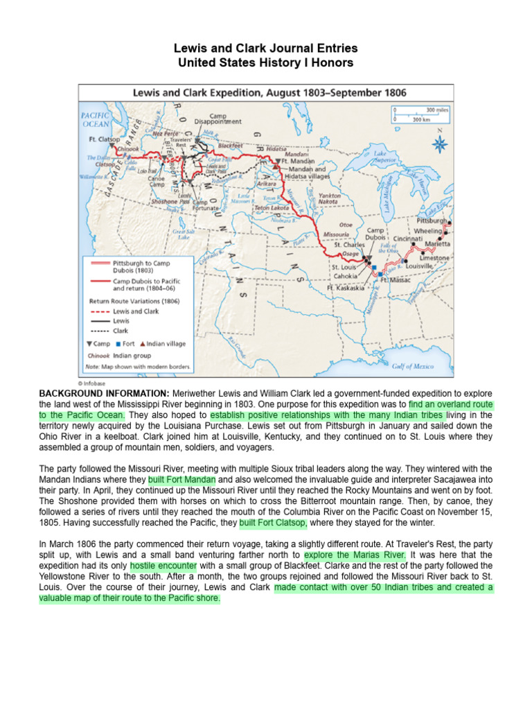 Zella Kryscynski - Lewis and Clark Journal Entries (H) | PDF | Lewis ...