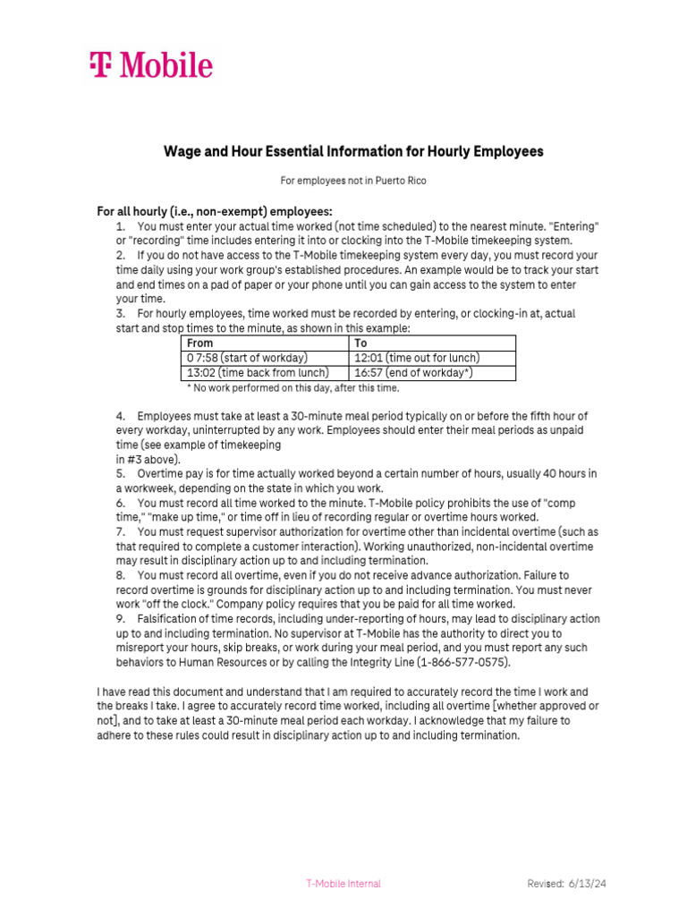 Wage and Hour Information - Not Puerto Rico | PDF | Overtime | Working Time