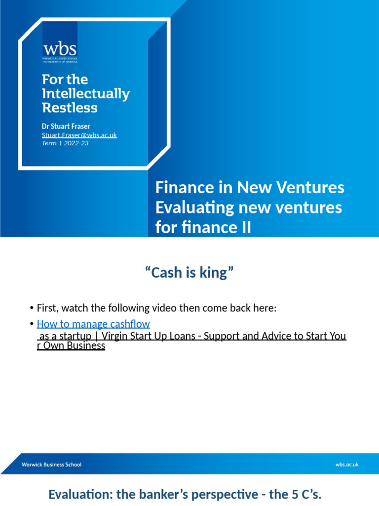 IB395 Video 5 Week 3 Evaluating New Ventures For Finance II Slides | PDF