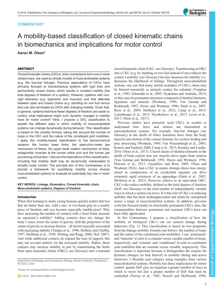 A Mobility-based Classification of Closed Kinematic Chains | PDF ...