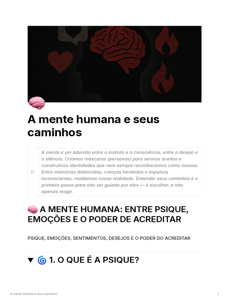 A Mente Humana e Seus Caminhos | PDF | Emoções | Psicologia